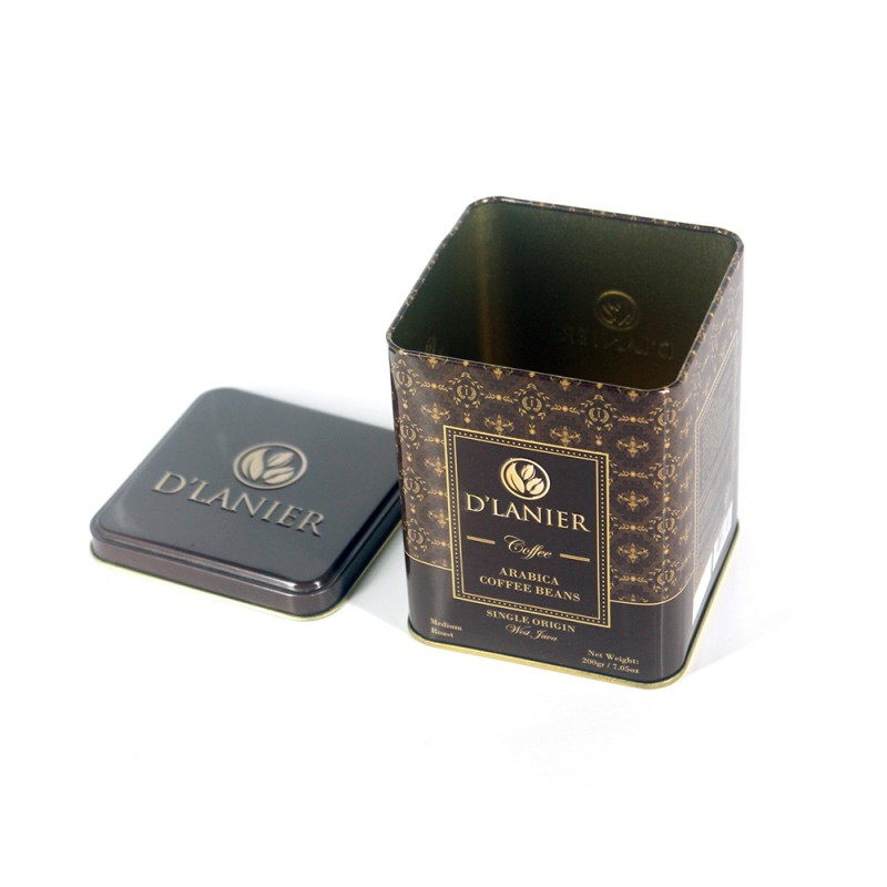 Custom Embossing Logo Coffee Bean Metal Container