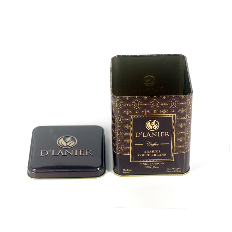 Custom Embossing Logo Coffee Bean Metal Container