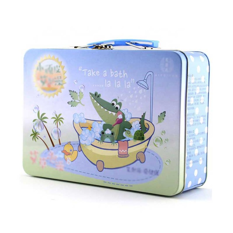 Custom cute children tin lunch box for small hinged tin box with lock ...