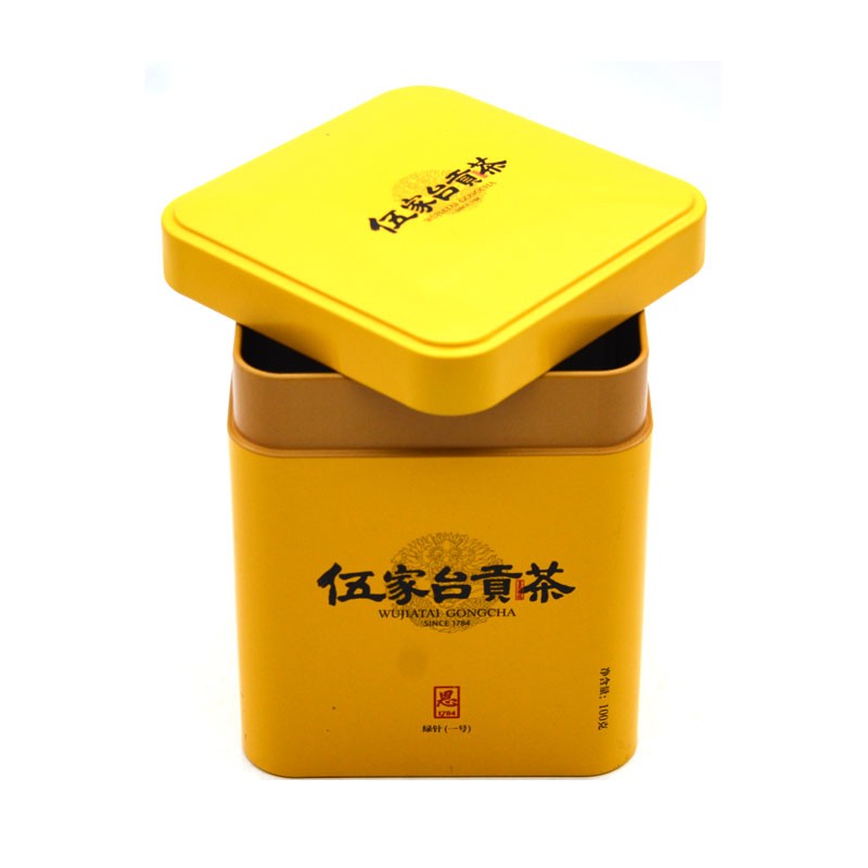 Custom Printed Elegant Cookie Chocolate Tin Box Square Tea Tin Can
