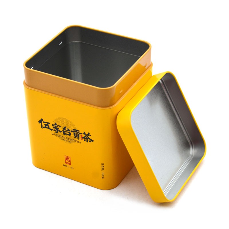 Custom Printed Elegant Cookie Chocolate Tin Box Square Tea Tin Can
