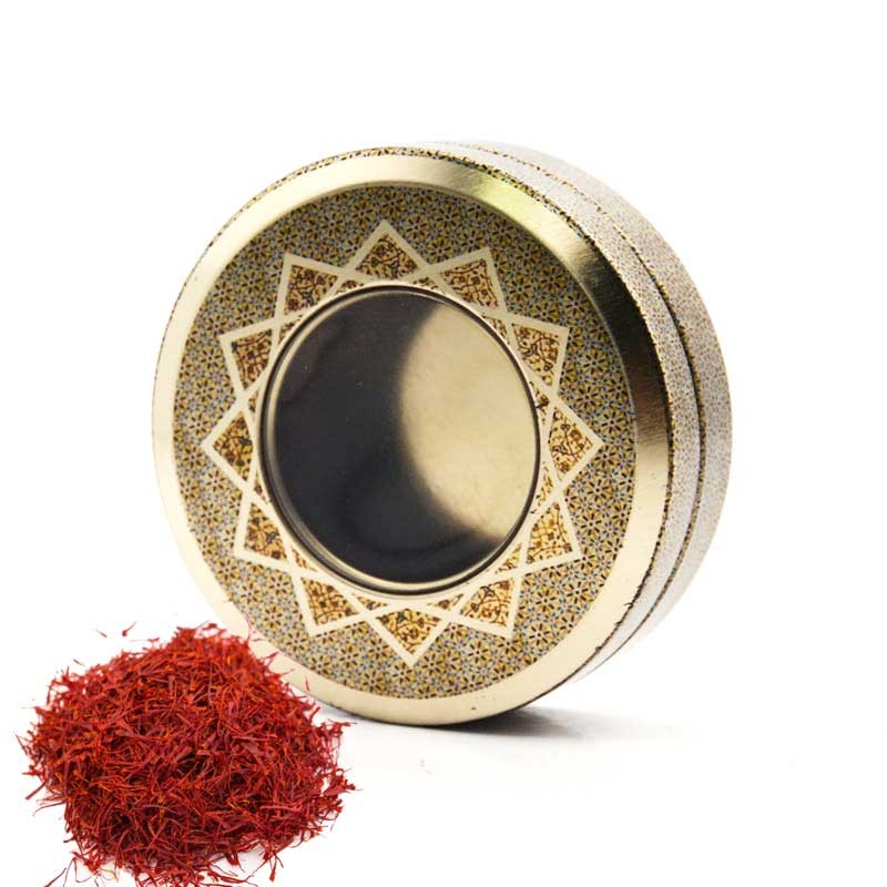 Wholesale gift saffron tin box 5-10 grams saffron tin box with PVC window