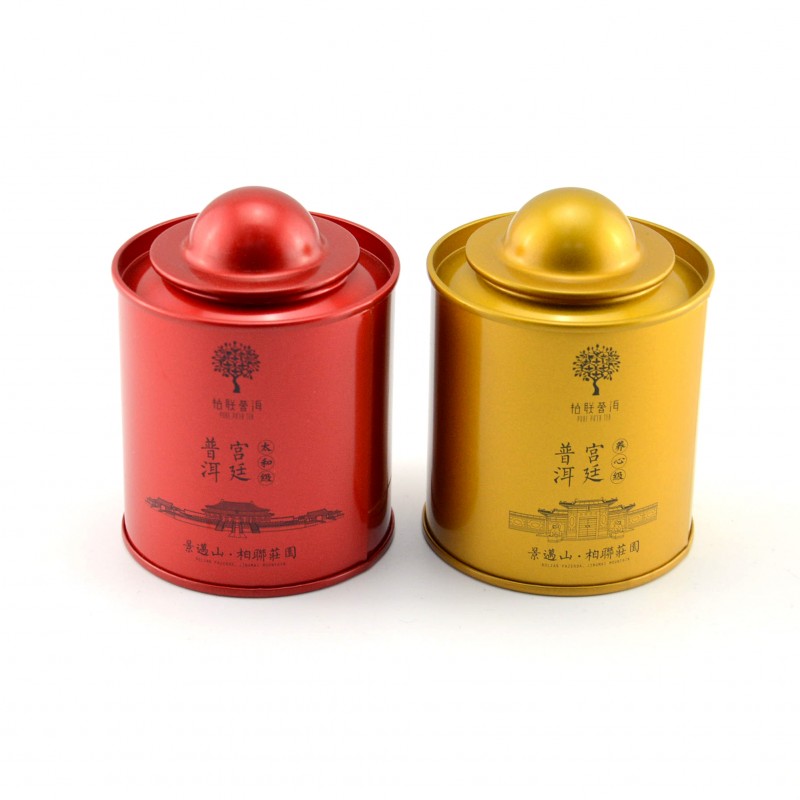 Round small tin can with stopper lid, 25g tea metal box with lid