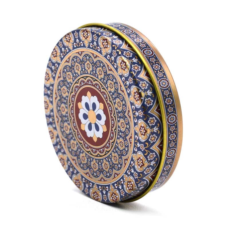 Customized round saffron tin box with PVC window saffron storage metal box