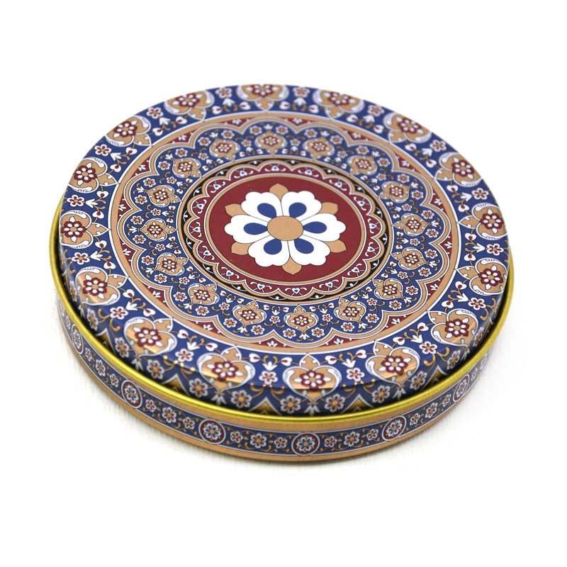 Customized round saffron tin box with PVC window saffron storage metal box
