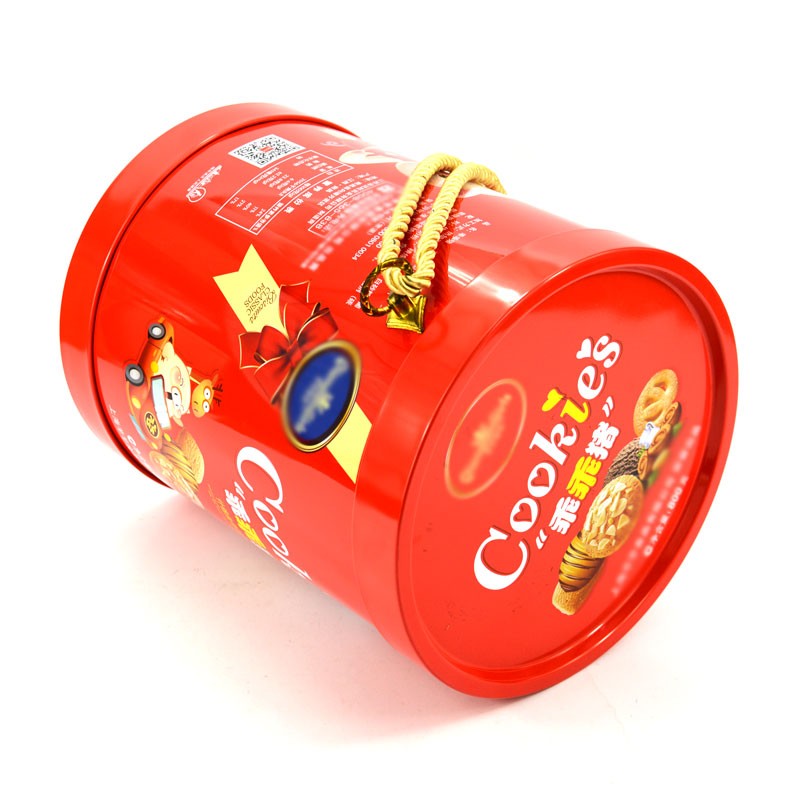 Popcorn Round Bucket Tin Box With Handle Bucket Tin