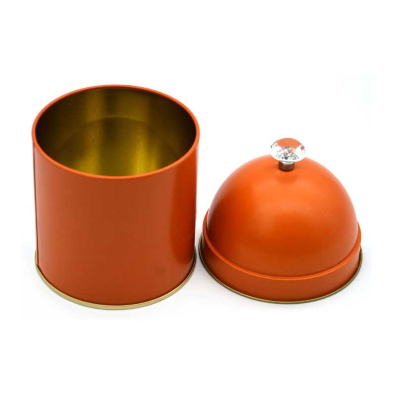 Wholesale empty orange round tin can with lid