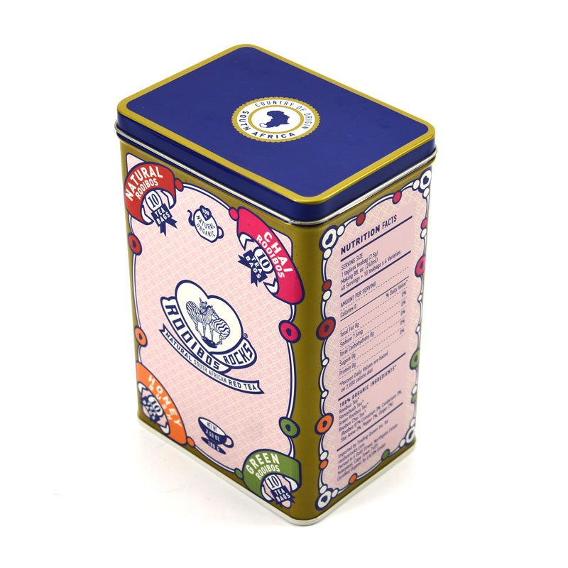 Custom Pink Cute Rectangular Coffee Tea Tin Canister With Hinged Lid