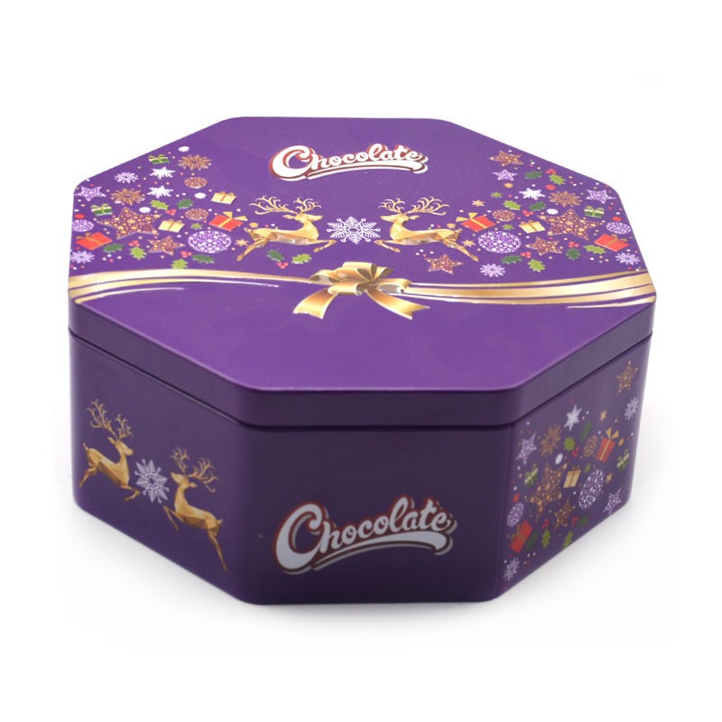 Wholesale Empty Cream Christmas Chocolate Tin Box