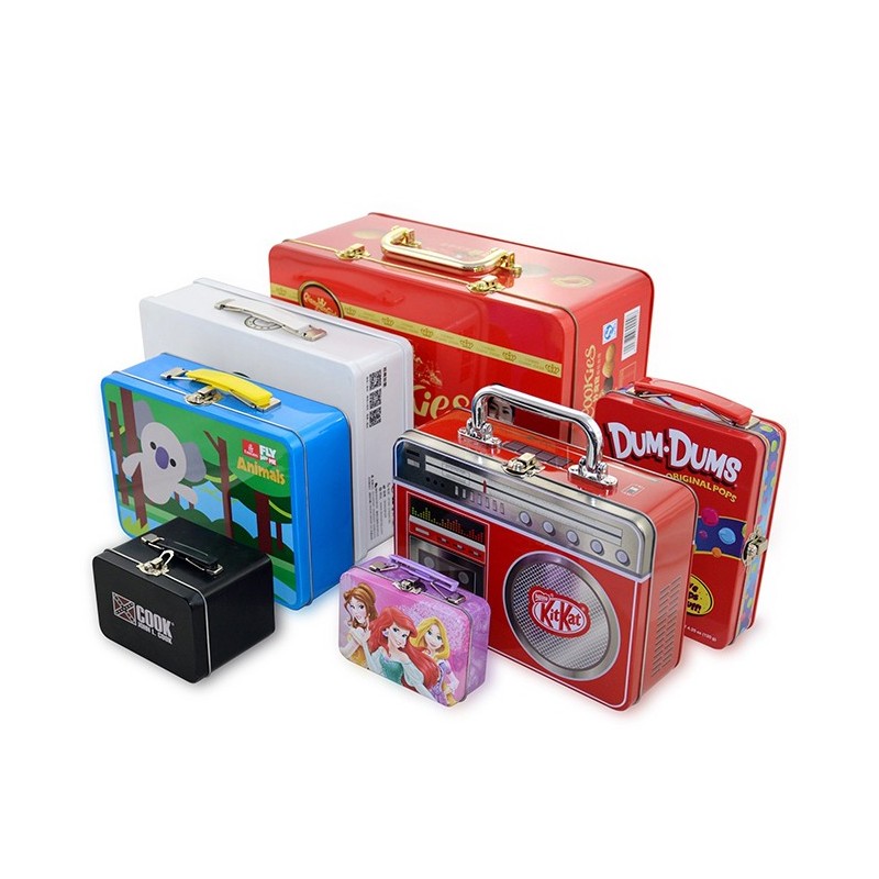 Custom Handle Lock Metal Tin Lunch Box For Kids