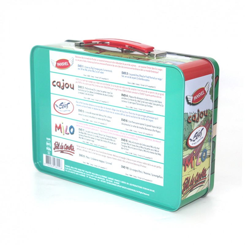 Small Rectangular Hinged Lid Lunch Tin Box With Handle For Children