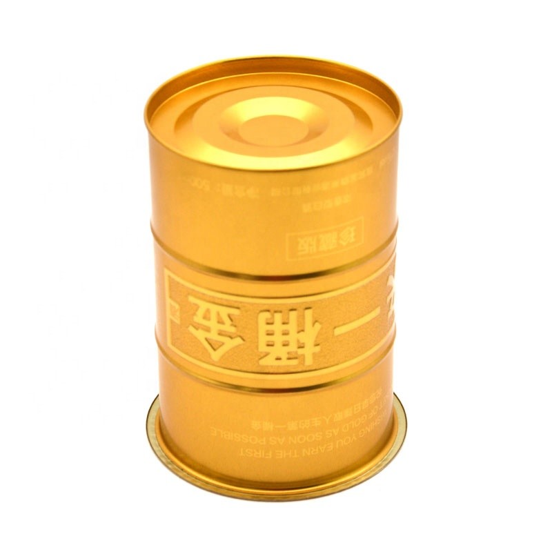 Custom printed round golden tin can, food grade round metal wine can ...