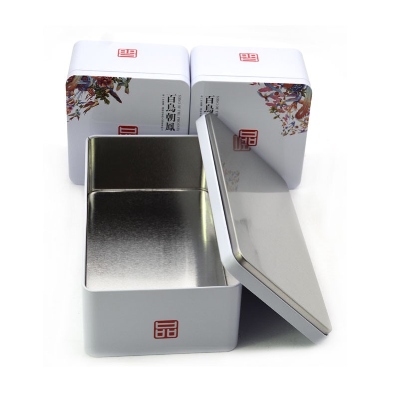 Wholesale custom square green tea tin box food grade chamomile tea tin box