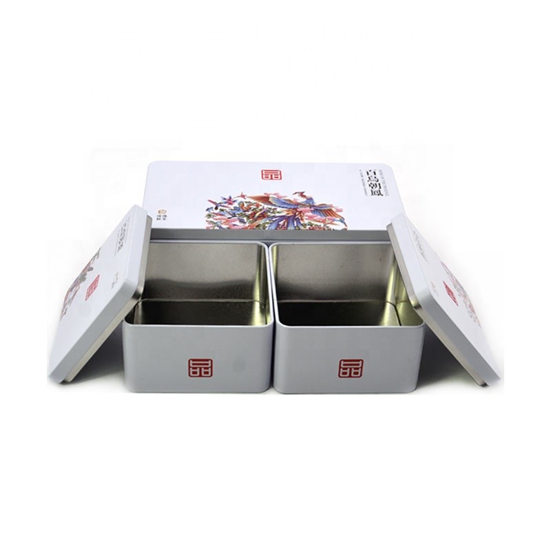 Wholesale custom square green tea tin box food grade chamomile tea tin box